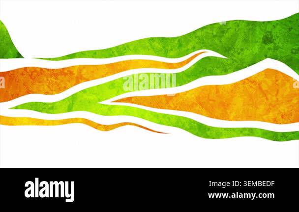 Bright orange and green grunge liquid geometric motion background ...
