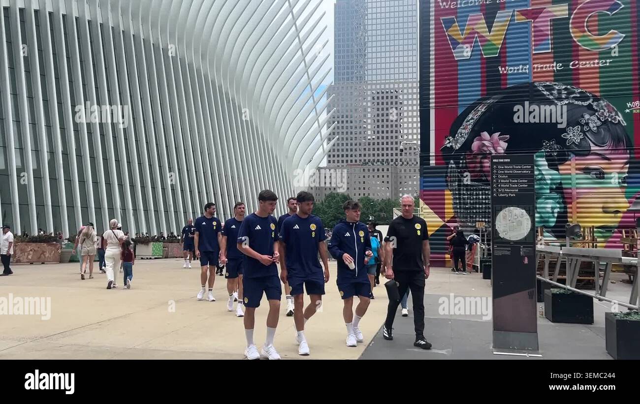 Scotland football team take a walk through New York Stock Video Footage ...