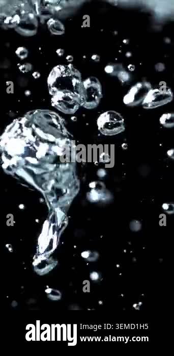Air bubbles underwater. Filmed on a high-speed camera at 1000 fps. High ...