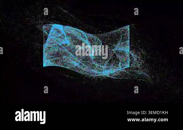 Visual of an abstract wave formed by countless blue particles flowing ...