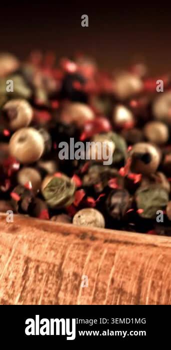 Super slow motion peppercorn . Filmed on a high-speed camera at 1000 ...