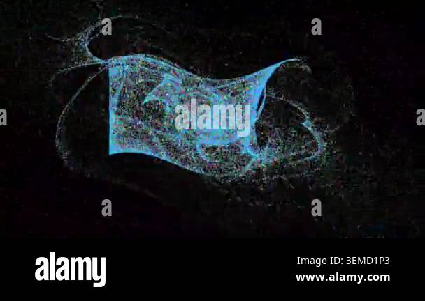 Sequence showing dynamic movement of glowing light particles forming ...
