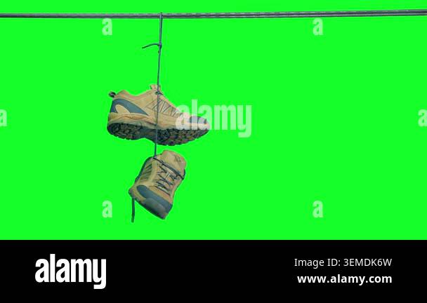 Shoes Hang Off Line Green Screen Element Stock Video Footage - Alamy