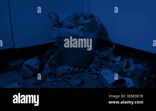 Messy Kitchen Trash Can In The Dark Stock Video Footage - Alamy