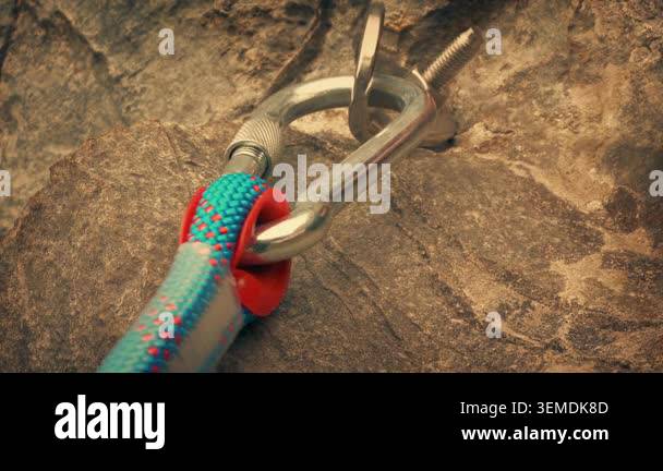 Mountain Climbing Rope Moves On Cliff Face 2 Shots Stock Video Footage ...
