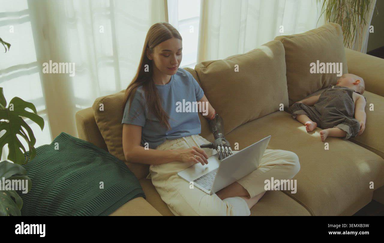 Overhead Mother Typing Beside Son Stock Video Footage - Alamy