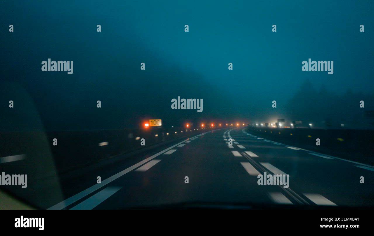 Driving through foggy highway in Japan Stock Video Footage - Alamy