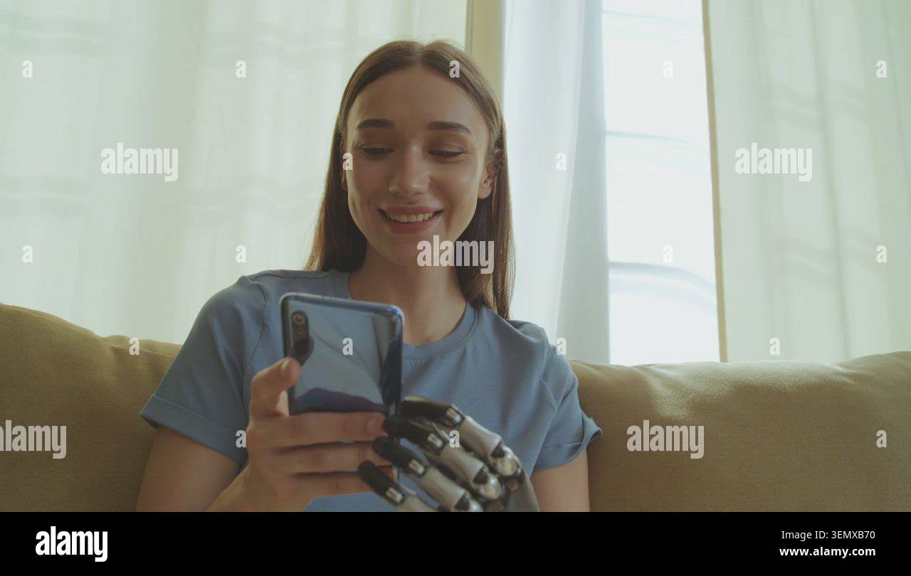 Smiling While Scrolling Phone Stock Video Footage - Alamy
