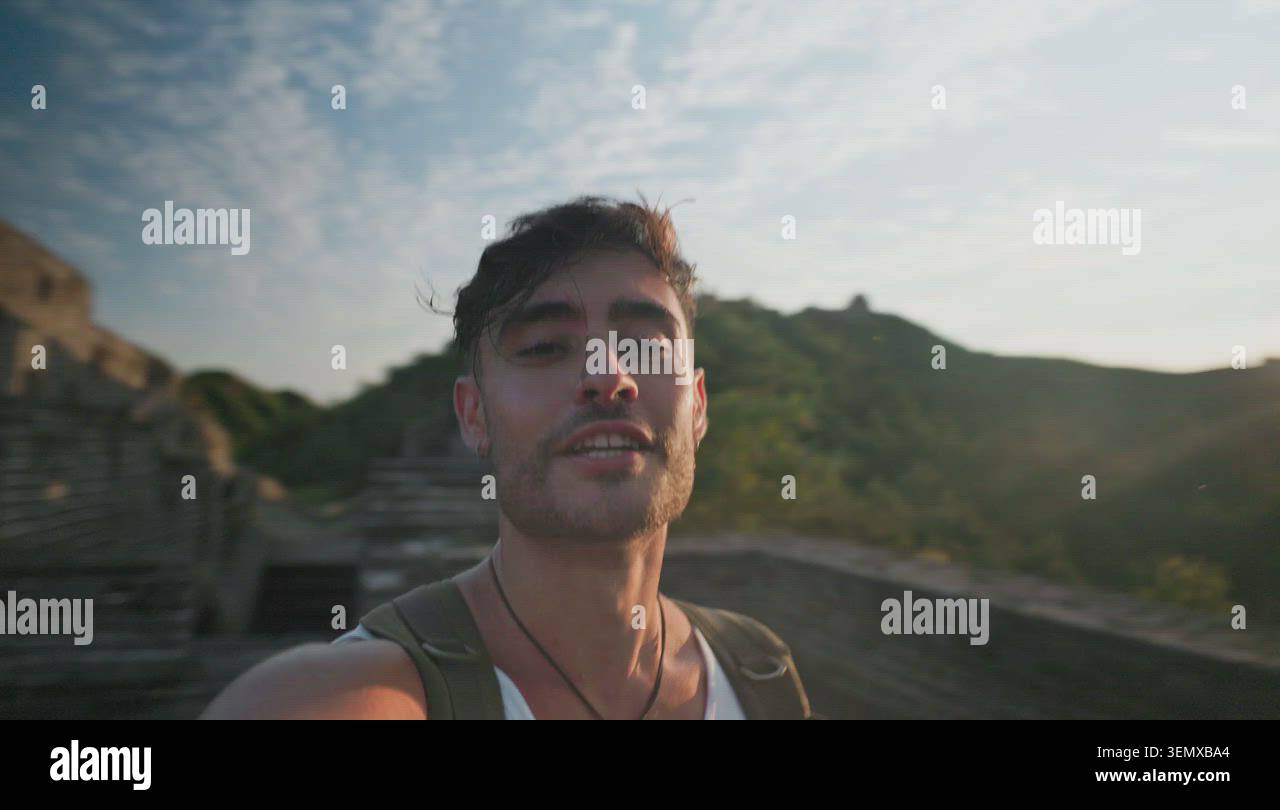 Contemplation on the Great Wall Stock Video Footage - Alamy