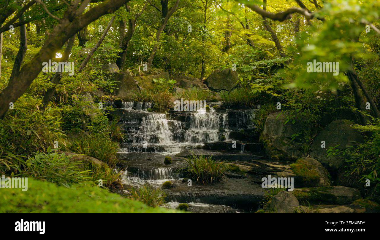 Tiered waterfall in Koko-en Garden Stock Video Footage - Alamy