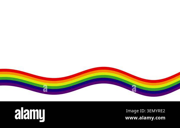 Dynamic rainbow flag waving animation on a clean white background ...