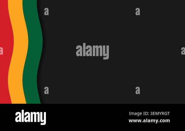 Abstract background with wavy red, yellow, and green stripes on black ...