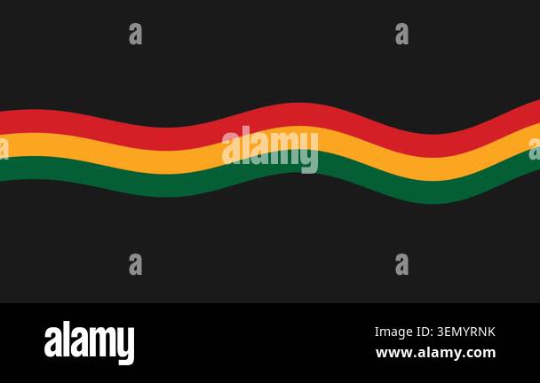 Dynamic animation of Pan-African colors red, yellow, green in a wavy ...