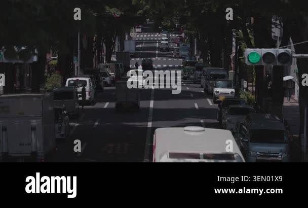 A cityscape of traffic jam at the downtown street in Tokyo. High ...