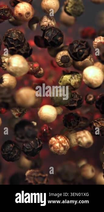Super slow motion peppercorn . Filmed on a high-speed camera at 1000 ...