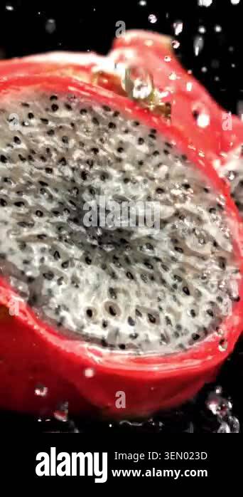 Super slow motion dragon fruit . Filmed on a high-speed camera at 1000 ...