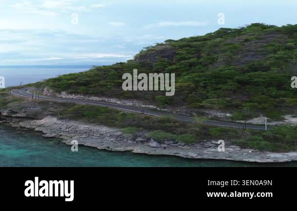 Aerial View of Coastal Road on Tropical Island Stock Video Footage - Alamy
