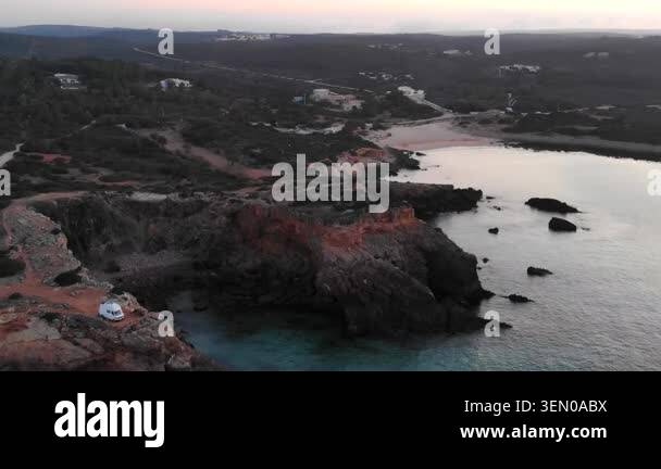 Aerial Rocky Inlet Dawn Pastel Light Revealing Coastal Bay With ...