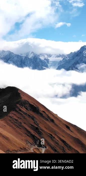 Communications Tower On Cloud Capped Ridge, Rustic Equipment Huts And ...