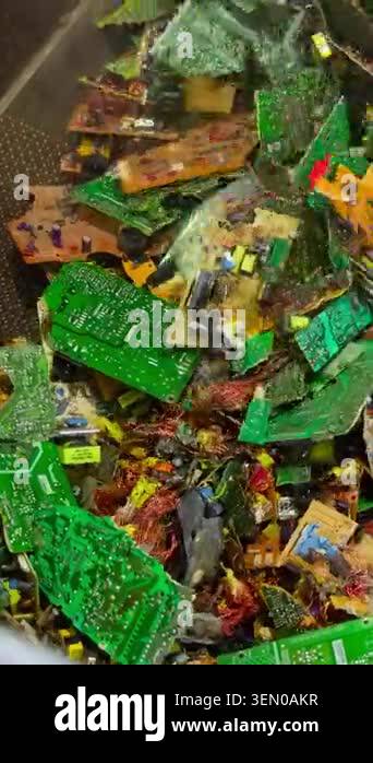 Colorful Circuit Boards In Metal Drum, Assorted Pcbs With Resistors And ...