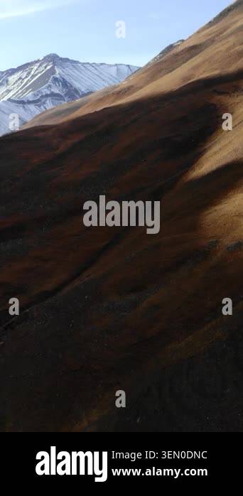 Alpine Valley With Narrow Braided Stream, Brown Tundra Slopes, Distant ...