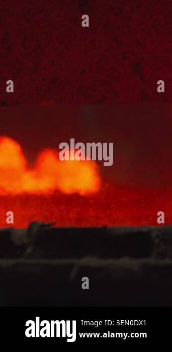 Small Dancing Flames Flickering On Molten Bed With Bright Orange ...
