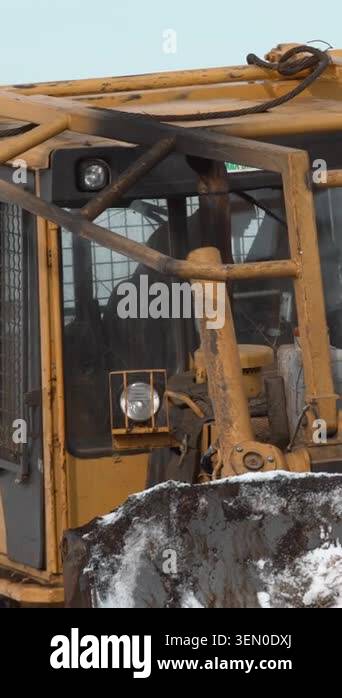 Close Up Bulldozer Cabin Snow Blade, Reinforced Steel Cab With ...