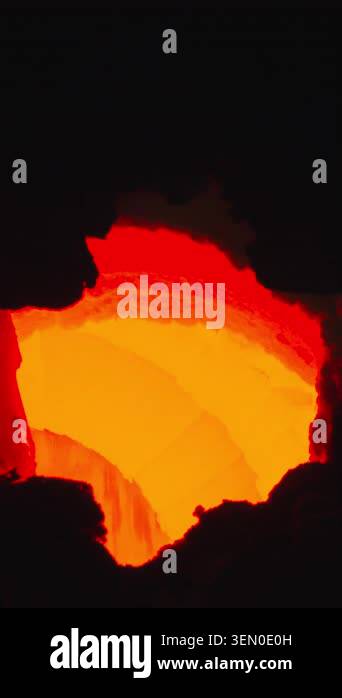 Glowing Furnace Aperture Reveals Molten Core, Intense Orange ...