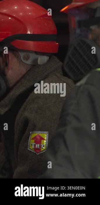 Closeup Foundry Worker Wearing Helmet And Respirator Near Redhot ...