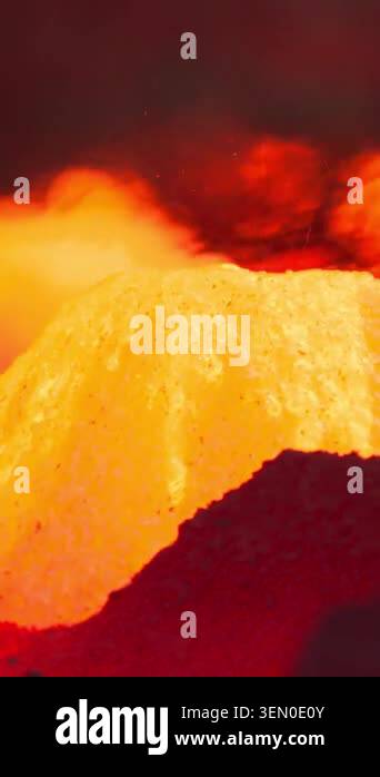 Glowing Ingot Solidifying In Sand Mold With Bright Yellow Orange Top ...