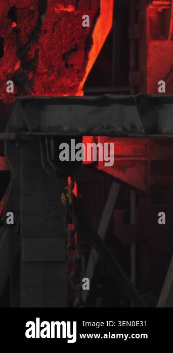 Foundry Platform And Support Scaffolding Bathed In Red Glow, Heavy ...