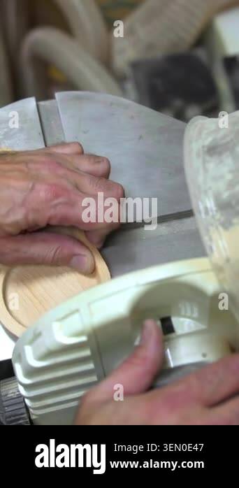 White Woodturner Shaping Wooden Bowl On Lathe, Closeup Hands Guiding ...