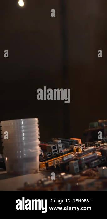 Closeup Circuit Board On Workbench Showing Scattered Components And ...