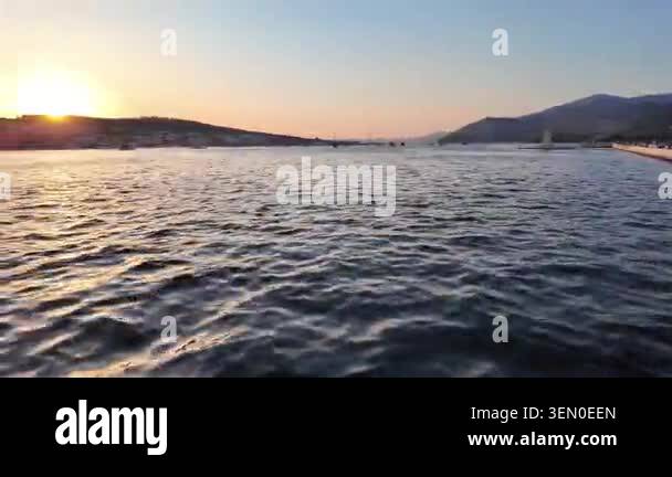 Panorama of Cephalonia coastline near town of Argostolion, Ionian ...