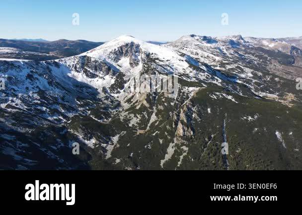 Amazing Aerial Autumn landscape of Rila Mountain near Mechit and Popova ...
