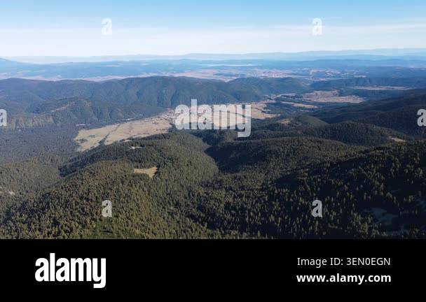 Amazing Aerial Autumn landscape of Rila Mountain near Mechit and Popova ...