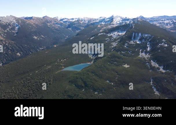 Amazing Aerial Autumn landscape of Rila Mountain near Mechit and Popova ...