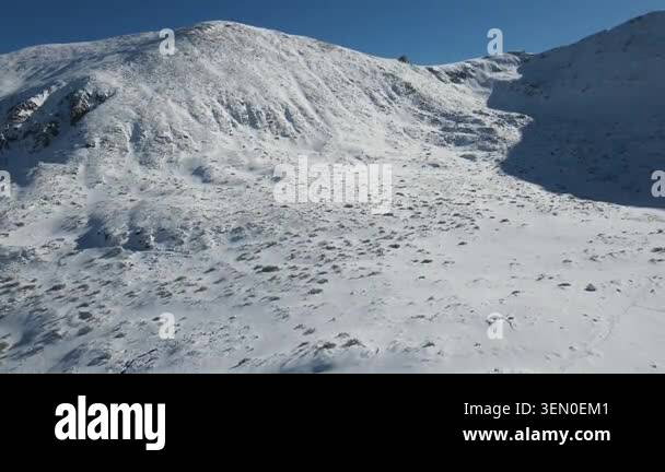 Amazing Aerial Winter view of Rila mountain near Musala peak, Bulgaria ...