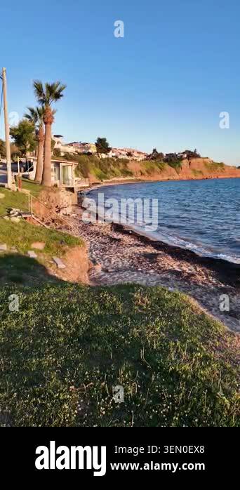 The Coastline of town of Nea Poteidaia, Kassandra, Chalkidiki, Central ...