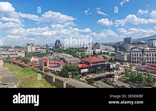 Skopje North Macedonia Aerial View of City And Buildings and Vardar ...