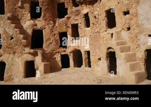 Panorama: Ancient Ksar Mrabtine in southern Tunisia, featuring ...