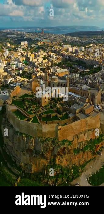 Aerial view of the Citadel of Victoria in Gozo island, Malta Stock ...