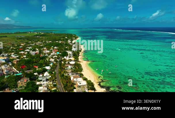 Aerial view of incredibly beautiful tropical island beaches with ...