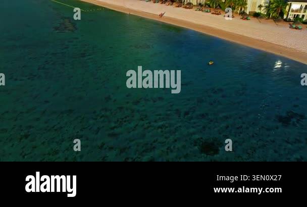 Aerial view of Le Morne Peninsula, Le Morne Brabant Mountain. Sea ...
