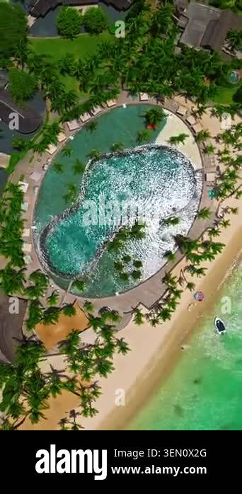 Aerial view luxury resort, holiday landscape, resort hotel pool ...