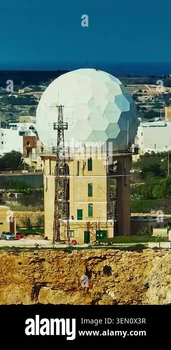 Aerial view of Dingli radar Installation in Malta Stock Video Footage ...