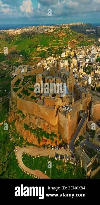 Aerial view of the Citadel of Victoria in Gozo island, Malta Stock ...