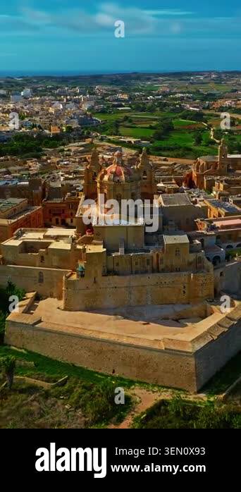 Aerial view of Mdina. A beautiful historic city with centuries of ...