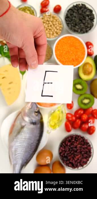 Foods that contain vitamin E. Selective focus. food Stock Video Footage ...