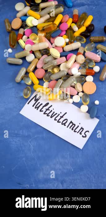 Various tablets and capsules, supplements and vitamins. Selective focus ...